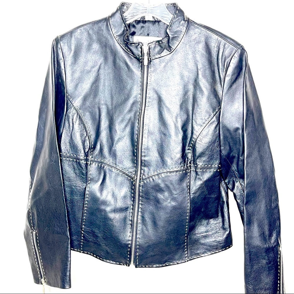 Pamela Mccoy Collection Vintage Black Leather Jacket … - Gem